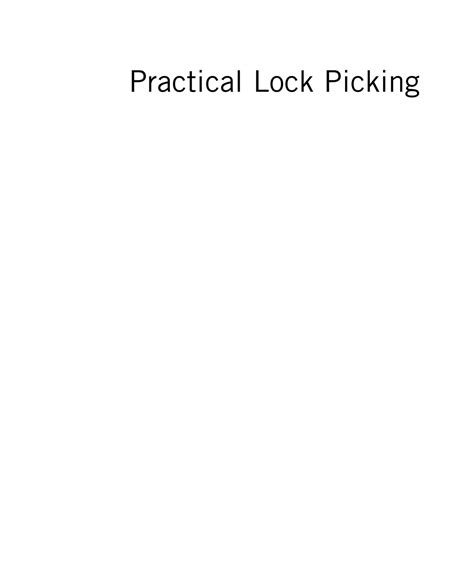 Kevinh Work Infosec Practical Lock Picking A Physical Penetration