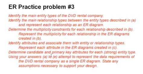 Solved Er Practice Problem 3 Identify The Main Entity Types