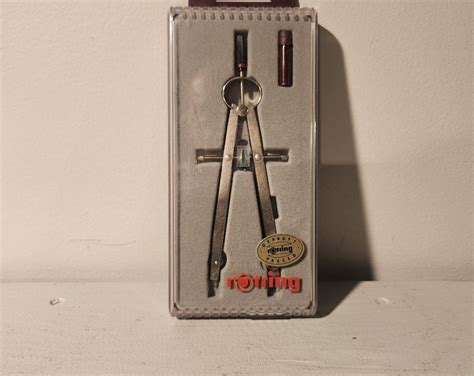 Vintage Rotring Protractor Compass Drafting Tool Wspare Leads And Needle
