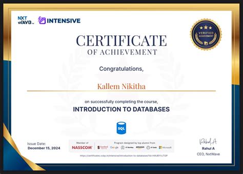 nikitha kallem on linkedin certification databases sql datadriven continuouslearning