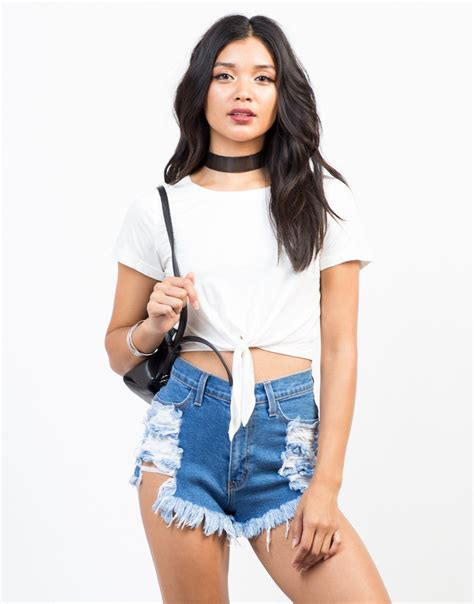 Top Knotted Cropped Tee Front Knot Tee Short Sleeve Crop Top 2020ave