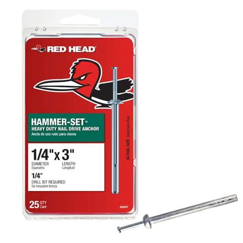 Red Head 14 In X 3 In Hammer Set Nail Drive Concrete Anchors 25