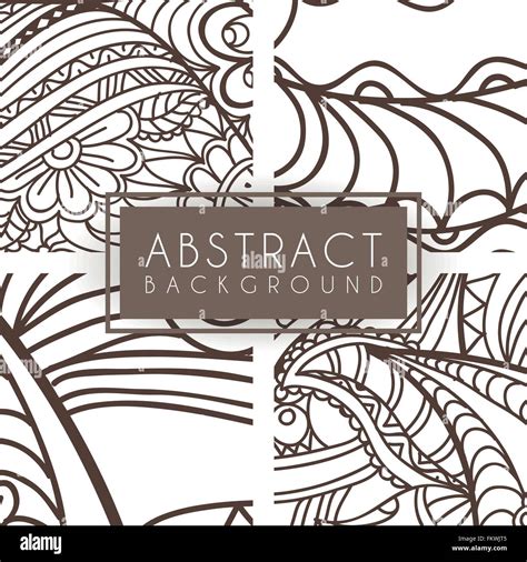 Set Of Four Vector Monochrome Intricate Patterns Doodle Zentangle Monochromatic Stock Vector
