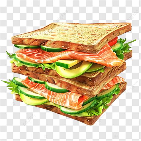 Multilayer Sandwich Filled With Fresh Greens Tomatoes And Meat Symbolizing Convenience Wholesome