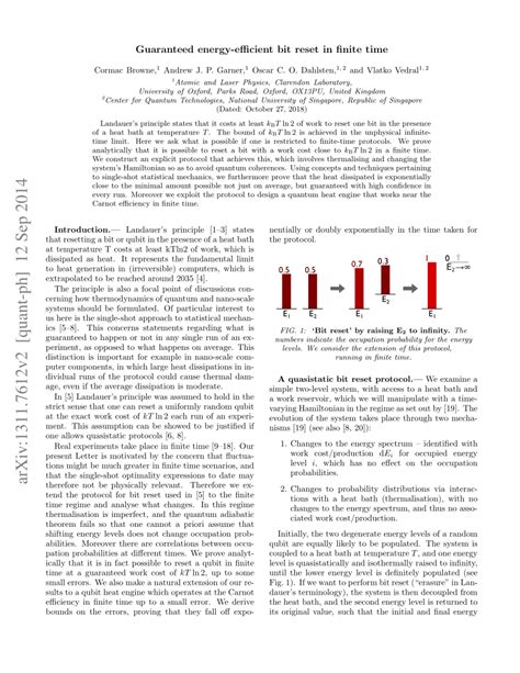 Pdf Guaranteed Energy Efficient Bit Reset In Finite Time