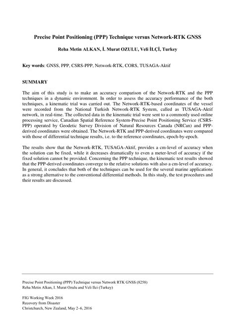 Pdf Precise Point Positioning Ppp Technique Versus Network Rtk Gnss