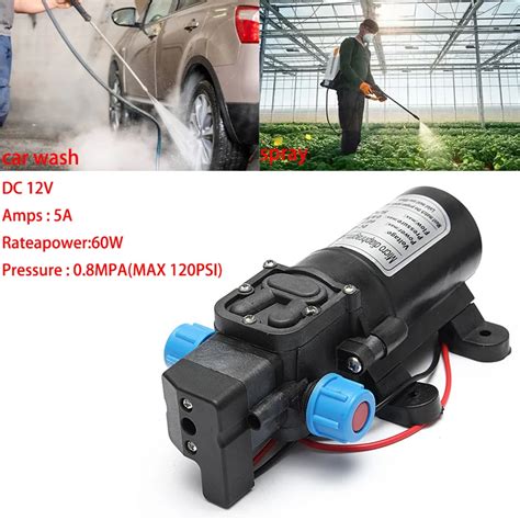 농업용 전기 워터 펌프 소형 고압 가압 다이어프램 워터 분무기 세차 Dc 12v 120psi 분당 5l