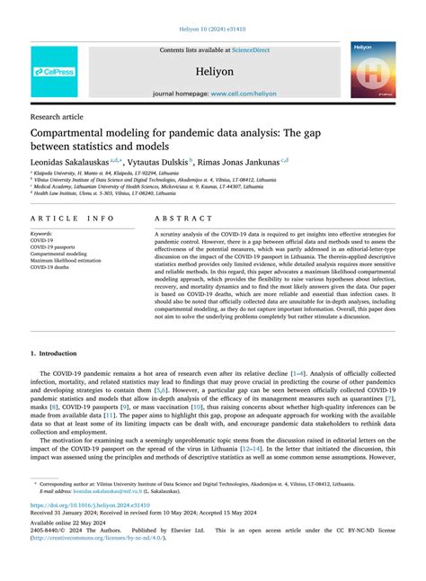 Pdf Compartmental Modeling For Pandemic Data Analysis The Gap