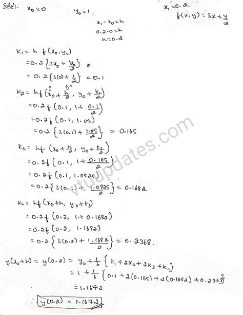 Using The Runge Kutta Method Of Order 4 Find Vtu Updates