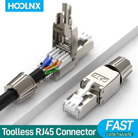 Hoolnx Rj45 Connector Toolless Free Tool Cat8 Cat7 Cat6a Cat6 Reusable