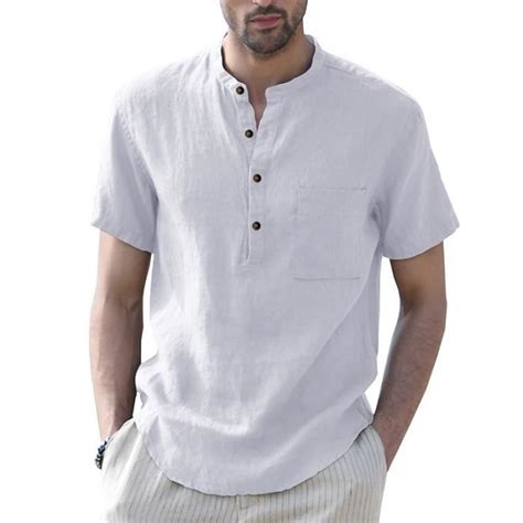 Chemise En Lin Homme Regular Fit Manches Courtes Insfity Blanc