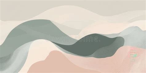 Abstract Waves In Soft Colors Create A Serene And Modern Aesthetic Stock Illustration