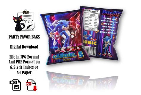 Printable Sonic The Hedgehog Chip Bag And Sonic The Hedgehog Party