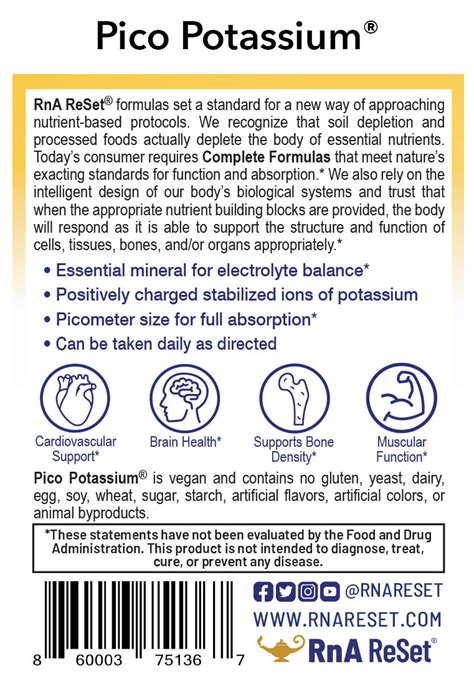 Pico Potassium Supplement By Dr Carolyn Dean Rna Reset Potassium From Dr Carolyn Dean