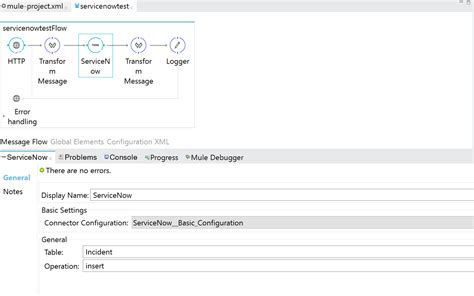 how to work with the servicenow connector in mulesoft