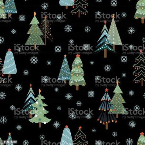 크리스마스 트리와 크리스마스 트리 장식 직물 선물 종이의 새해 디자인 매끄러운 패턴 0명에 대한 스톡 벡터 아트 및 기타 이미지 0명 겨울 공휴일 Istock