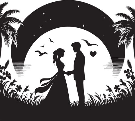 Romantic Couple Silhouette Illustration 44278179 Vector Art At Vecteezy