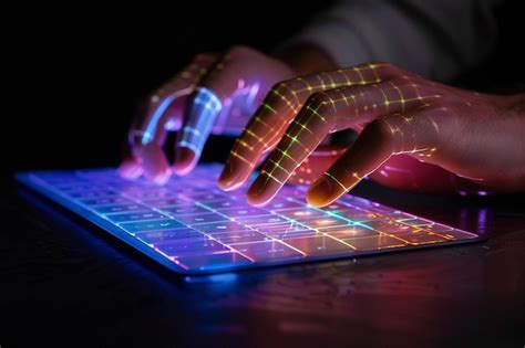 A Virtual Holographic Keyboard For Typing On Any S Generative Ai Premium Ai Generated Image