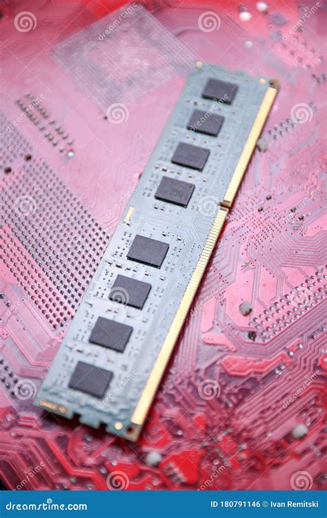 Computer Memory Ram On Motherboard Background Close Up System Main
