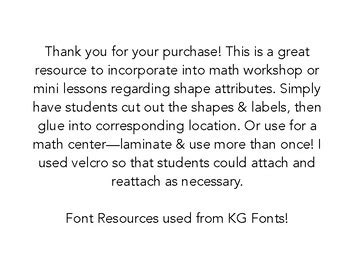 2 D Shape Attributes By Sara Fredrick Teachers Pay Teachers