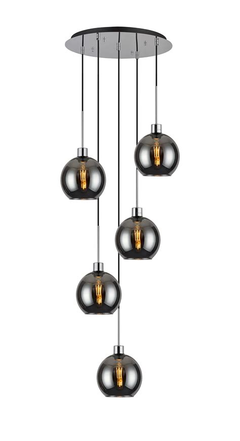 Dk1285 Lori Polished Chrome Deco Lori 45cm Round Pendant 5 Light