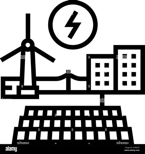 Renewable Integration Energy Line Icon Vector Illustration Stock Vector