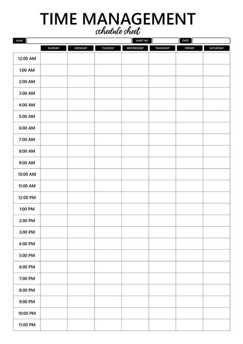 Time Management Weekly Schedule Template Great Idea And So Useful