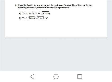 Solved 3 Show The Ladder Logic Program And The Equivalent