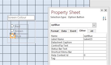 Microsoft Access Tips Programming Access Option Groups With Vba