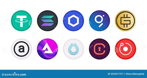 Cryptocurrency Symbol Sign Set Of Vector Coins For Crypto Currency