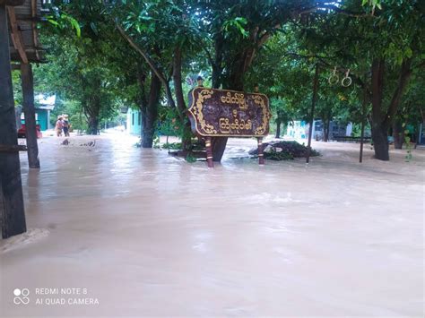 မိုးသည်းထန်စွာရွာသွန်းပြီး ပေါက်ချောင်း၊ ကျားသိုက်ချောင်း ရေမြင့်တက်လာမှုကြောင့် ပေါက်မြို့၌ စံခ