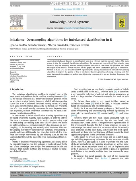 Oversampling Algorithms In R Pdf Statistical Classification