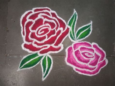 Rose Rangoli Rangoli Designs Red Roses Crafts