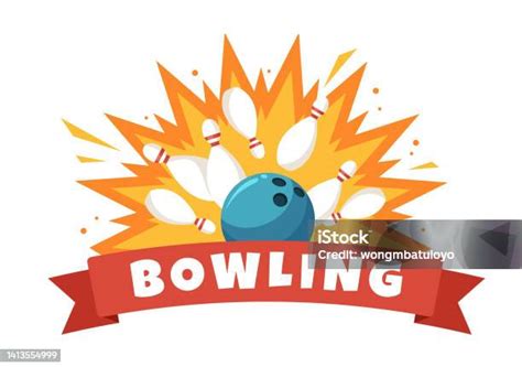 볼링 게임 손으로 그린 만화 플랫 배경 디자인 일러스트 레이 션 핀 공 및 스포츠 클럽 또는 활동 대회에서 스코어 보드 볼링 스트라이크에 대한 스톡 벡터 아트 및 기타