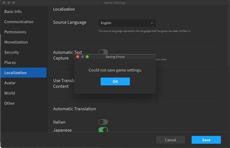 Unable To Save Game Settings After Selecting All Language On