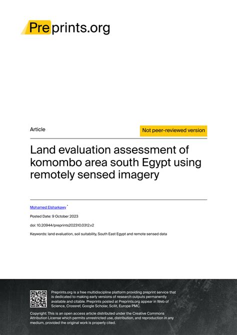 Pdf Land Evaluation Assessment Of Komombo Area South Egypt Using Remotely Sensed Imagery