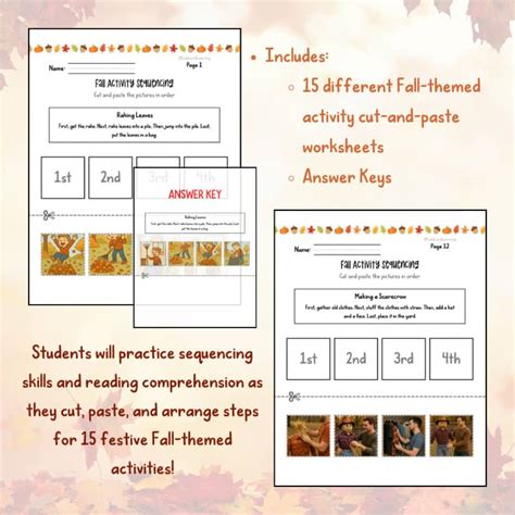 Fall Activity Sequencing Worksheets 15 Cut And Paste Fall Sequencing