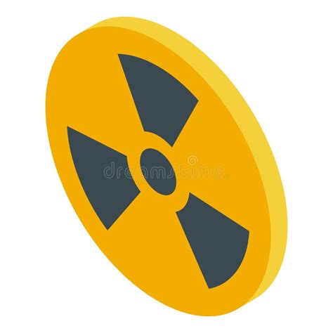Yellow Round Sign Showing Radioactive Symbol Isometric Icon Stock
