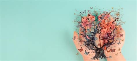 Premium AI Image Human Mind With Flowers And Butterflies Growing From