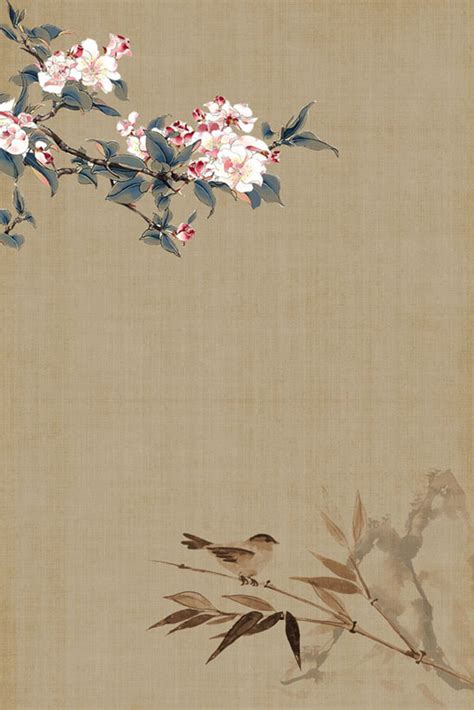 传统工笔画花朵PSD素材 爱图网