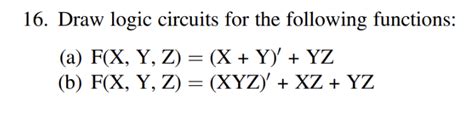Solved Draw Logic Circuits For The Following Functions Chegg