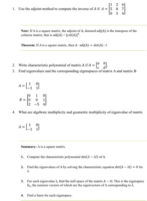 solved use the adjoint method to compute the inverse of a