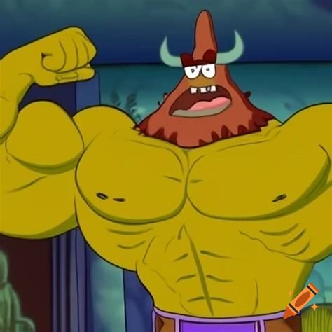 Spongebob Squarepants Depicted With Big Muscles And A Large Beard In Ultra Hd Realism On Craiyon
