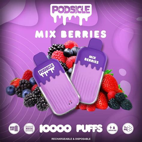 [poddis] Podsicle 10000puffs Disposable Pod Mixed Berries เบอร์รี่รวม Nic3 15ml 650mah ชาร์จ