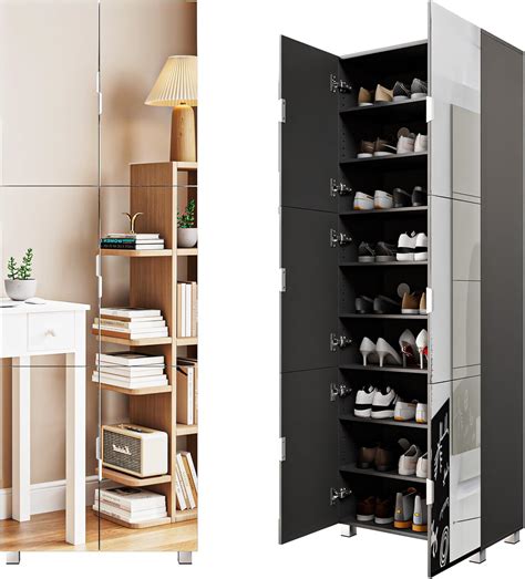 72mirror Shoe Cabinet With 6 Full Length Mirrored Doors