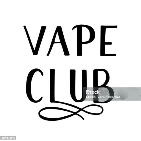 Vape 클럽 손 레터링 흰색 배경에 고립 바 핑 클럽 상점 또는 술집에 대 한 미니 멀 한 로고 디자인 벡터 일러스트입니다 쉽게 프로젝트에 대 한 템플릿을 편집 할 수