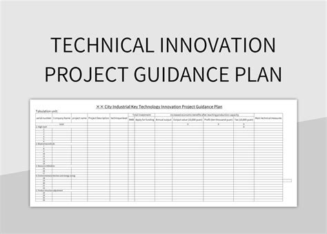 Technical Innovation Project Guidance Plan Excel Template And Google