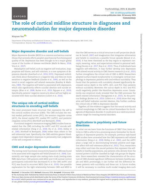 Pdf The Role Of Cortical Midline Structure In Diagnoses And Neuromodulation For Major