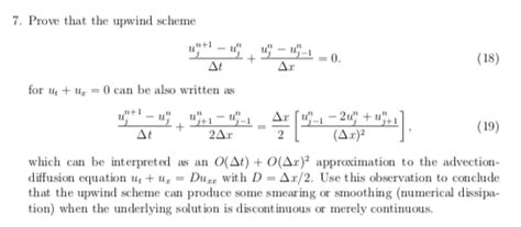 Solved 7 Prove That The Upwind Scheme