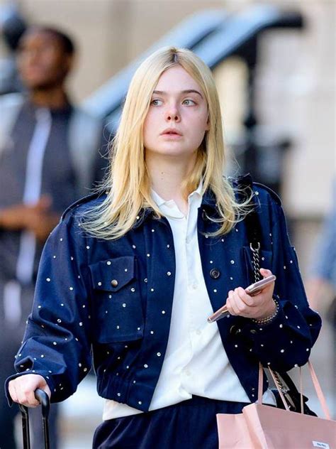 Elle Fanning Blue Bomber Jacket Wilson Jackets